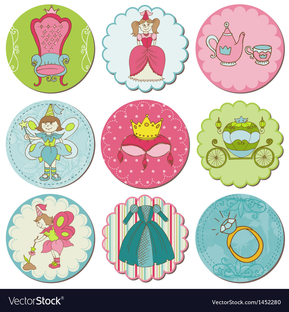 Tags with princess elements Royalty Free Vector Image