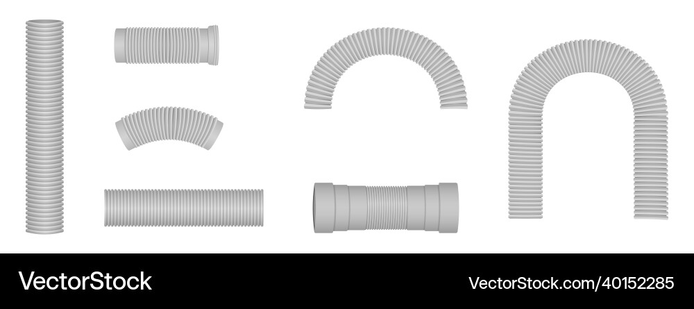 Corrugated hose connections in various shapes Vector Image