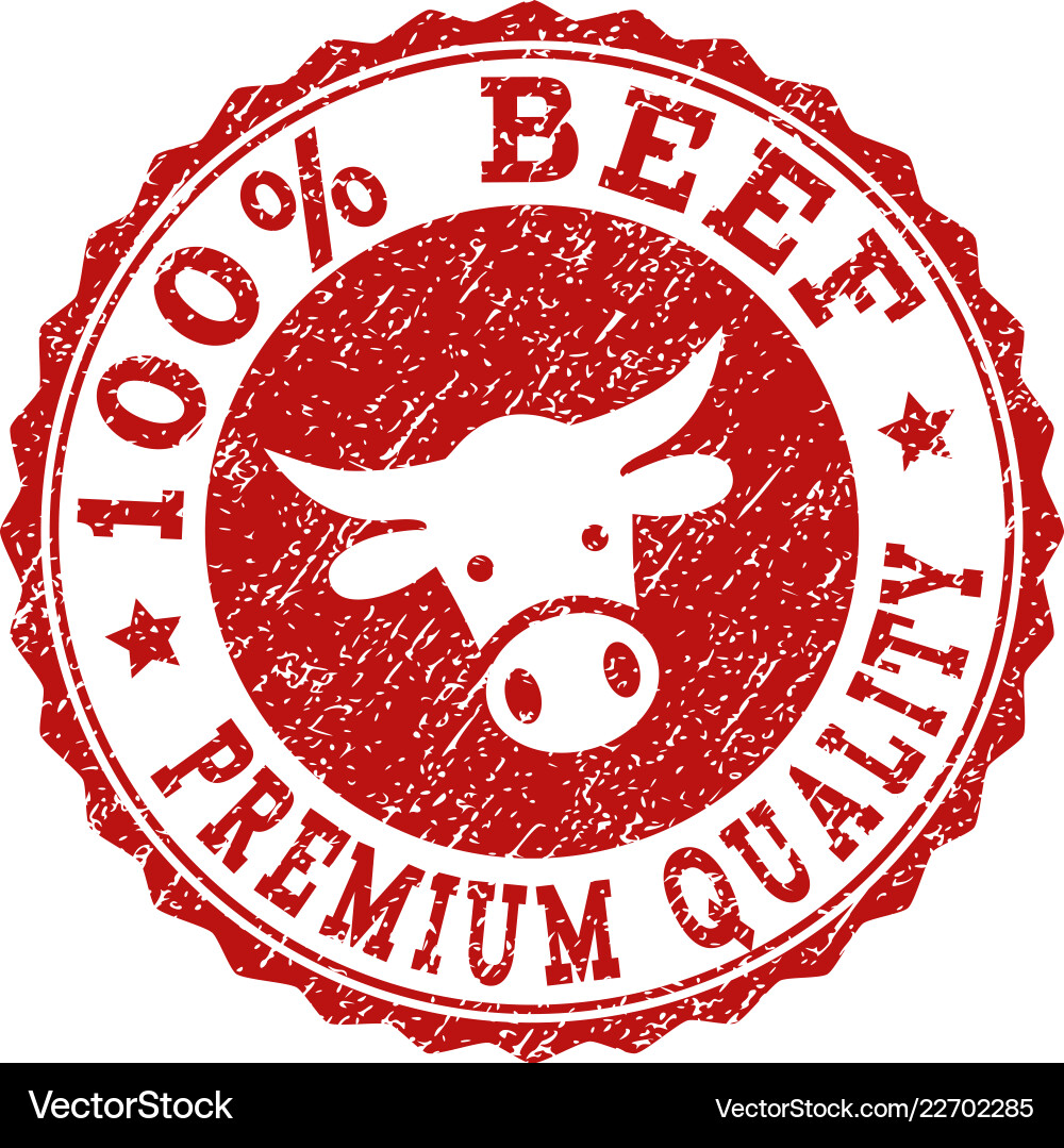 Grunge beef premium quality stamp seal Royalty Free Vector
