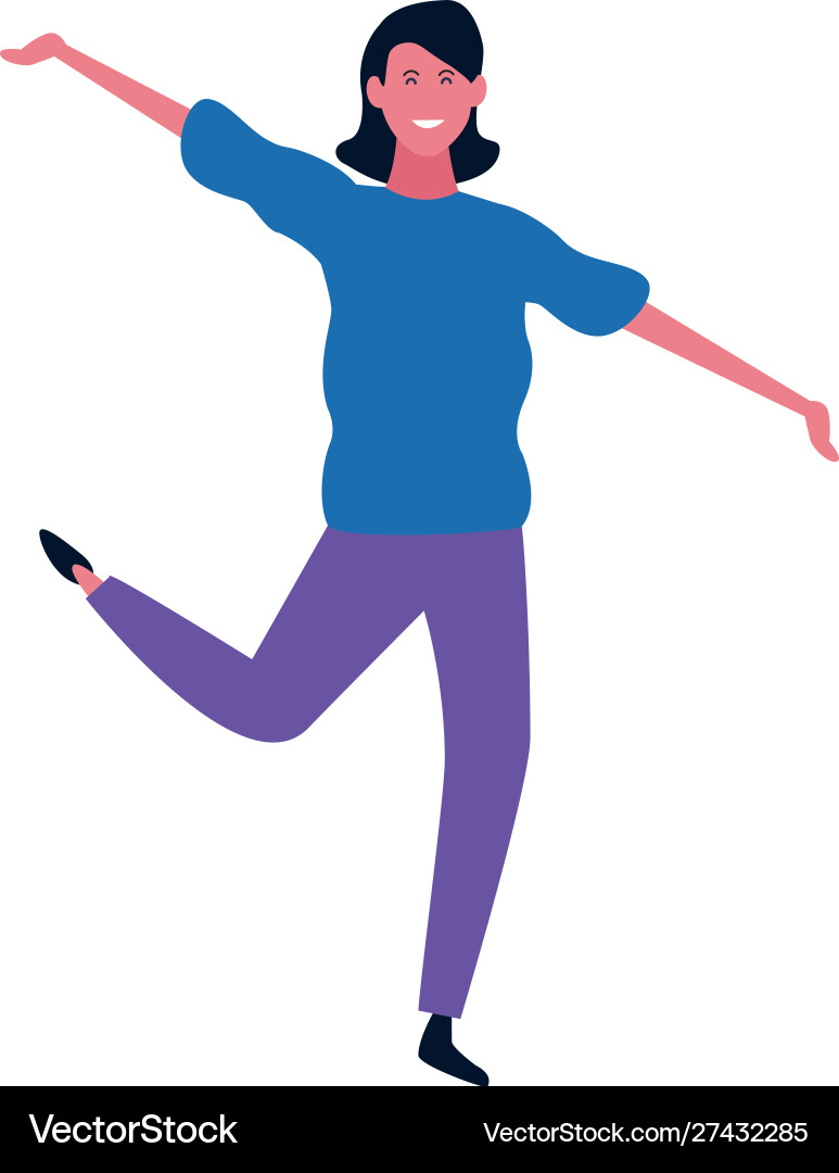 Happy young woman dancing icon flat design Vector Image