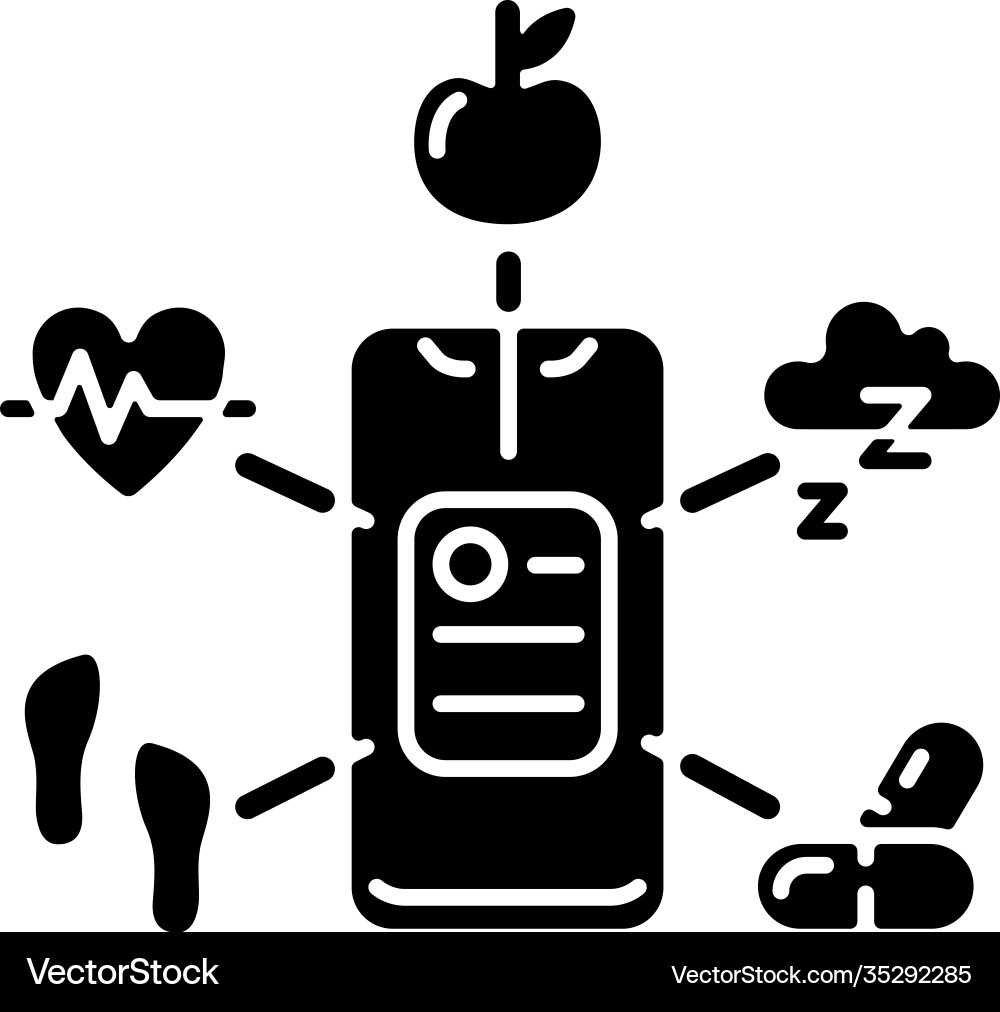 Health data collection black glyph icon Royalty Free Vector