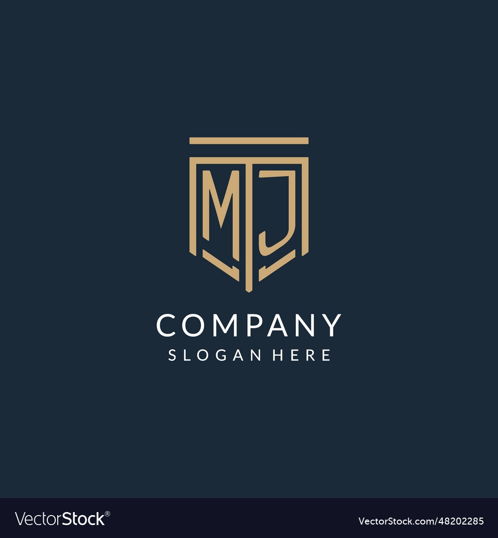 Initial mj shield logo monoline style modern Vector Image Initial mj shield logo monoline style modern Vector Image