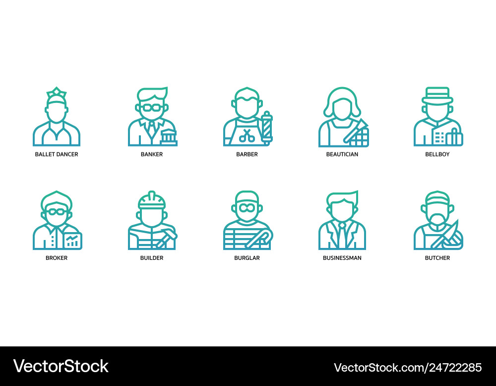 Jobs and occupations icons set Royalty Free Vector Image