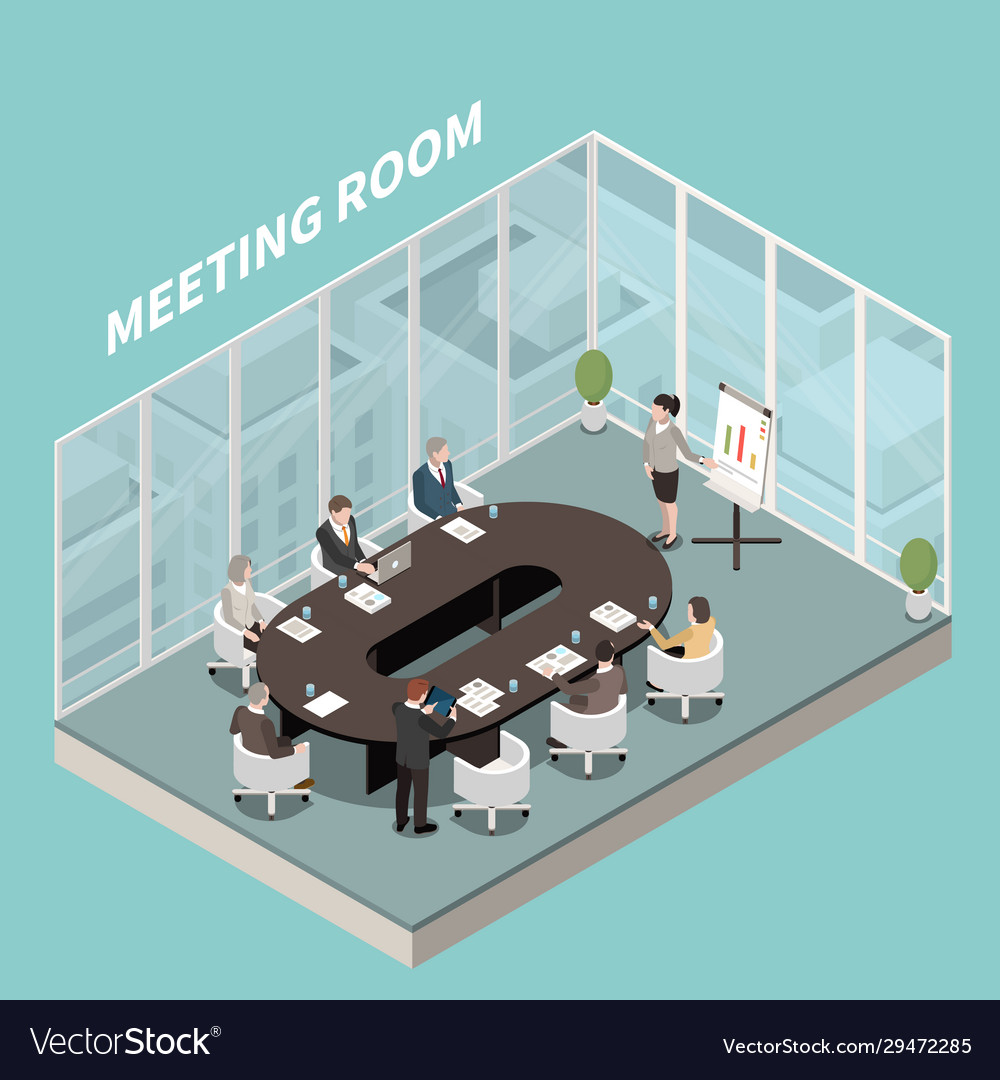 Meeting room isometric interior Royalty Free Vector Image Meeting room isometric interior Royalty Free Vector Image