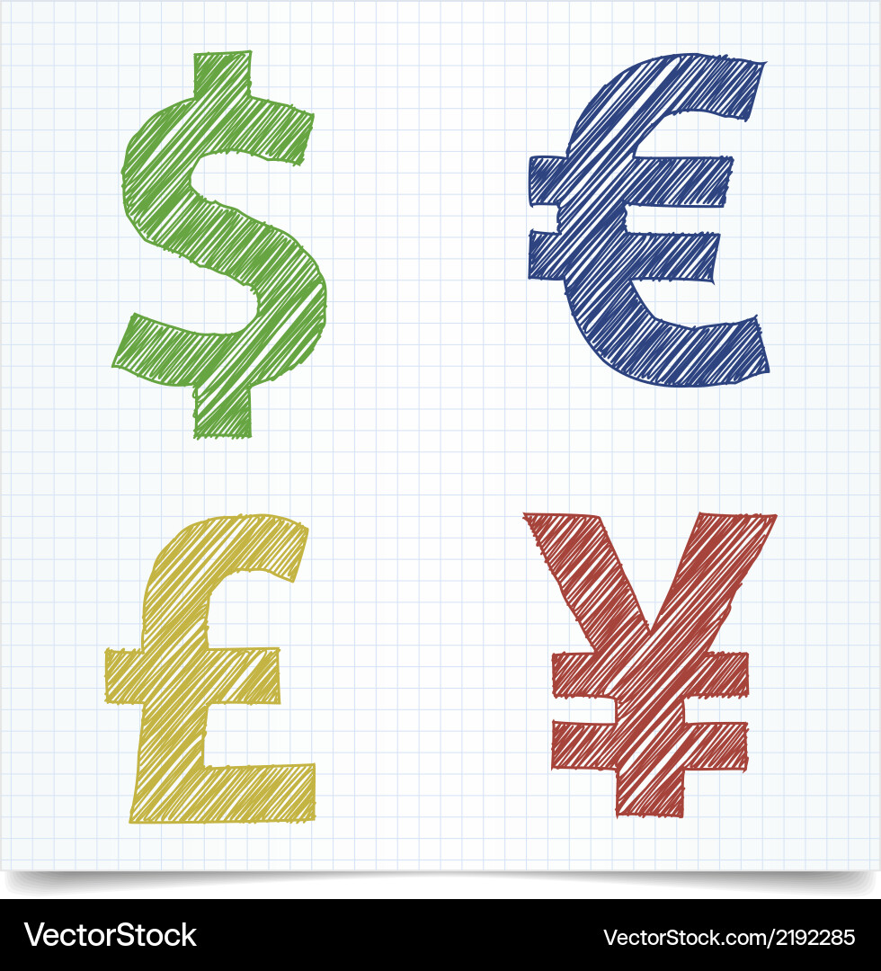 Money sign pen style Royalty Free Vector Image