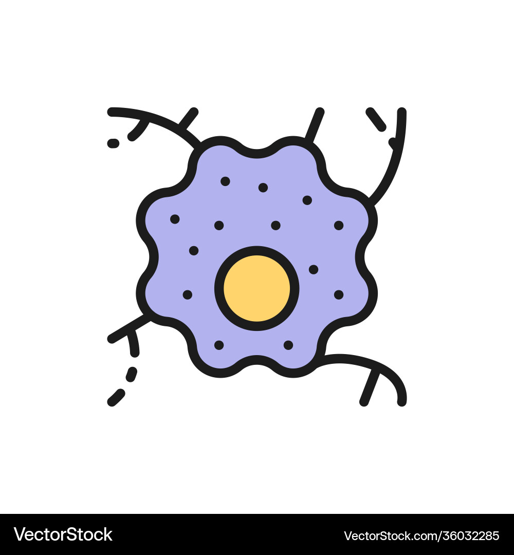 Nerve cell neuron human anatomy flat color line Vector Image
