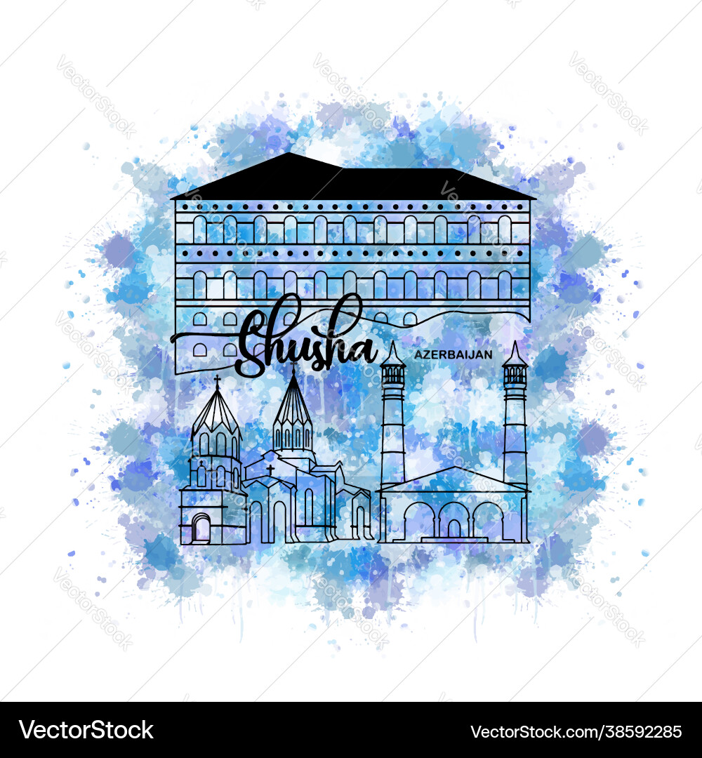 Oriental architecture landmarks shusha city Vector Image