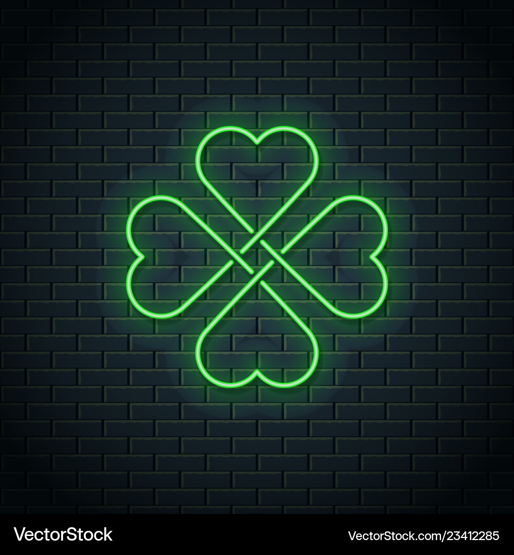 Patricks day neon sign patrick clover neon banner Vector Image