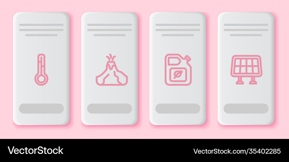 Set line meteorology thermometer volcano eruption Vector Image