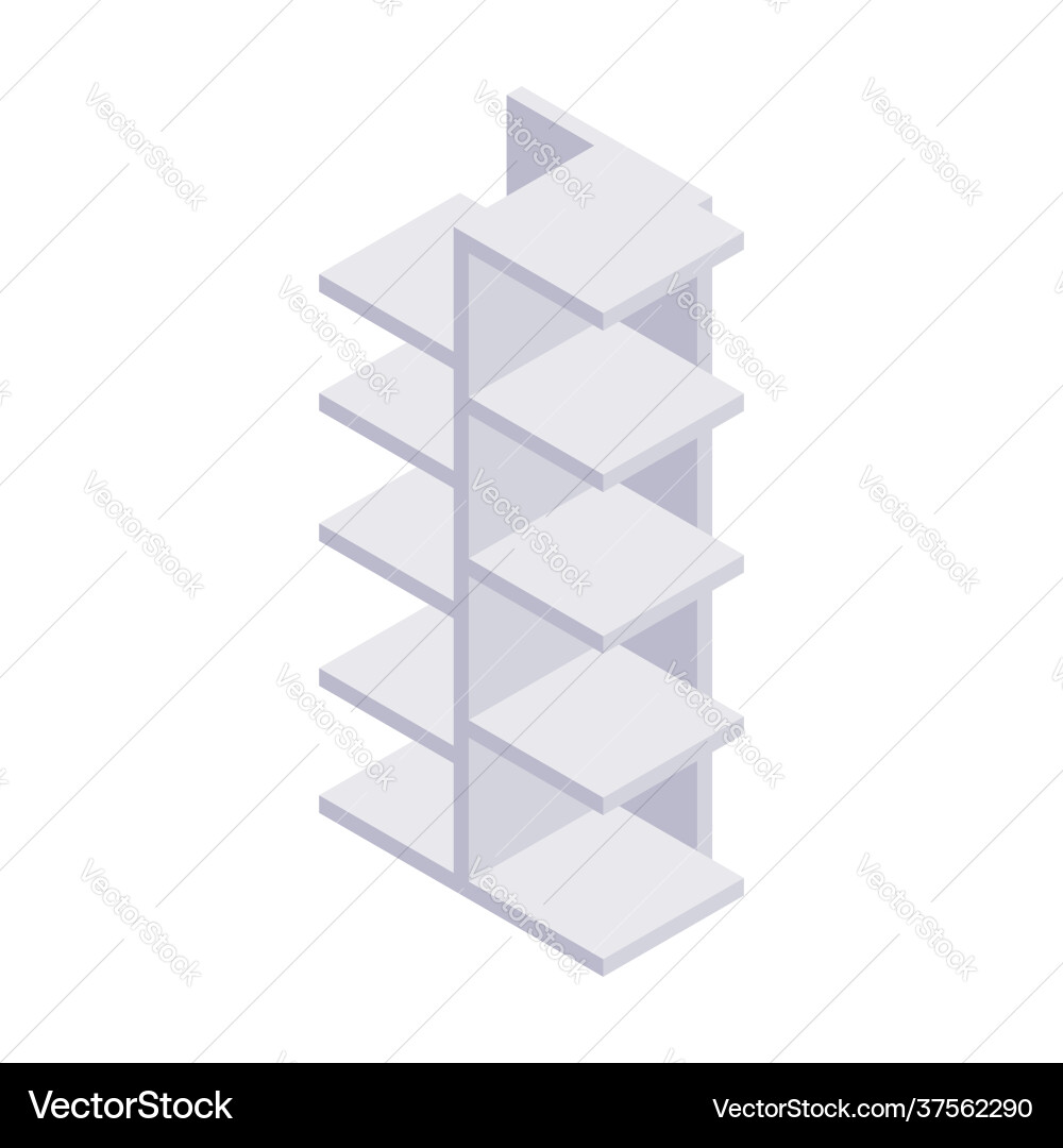 Bookshelf isometric - case and shelf for books Vector Image