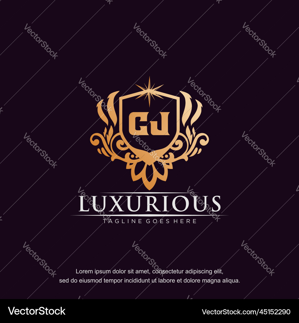 Cj initial letter luxury ornament gold monogram Vector Image