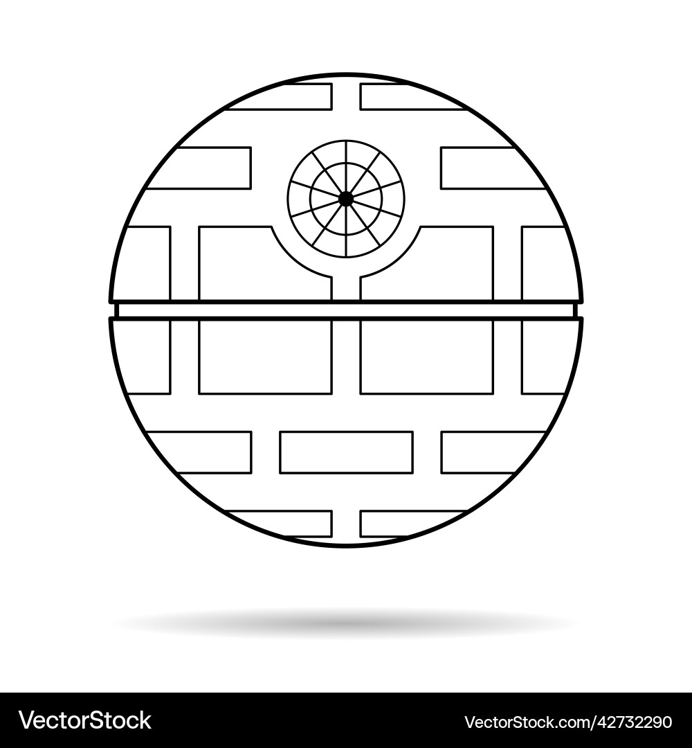 Death star icon with shadow mobile space station Vector Image