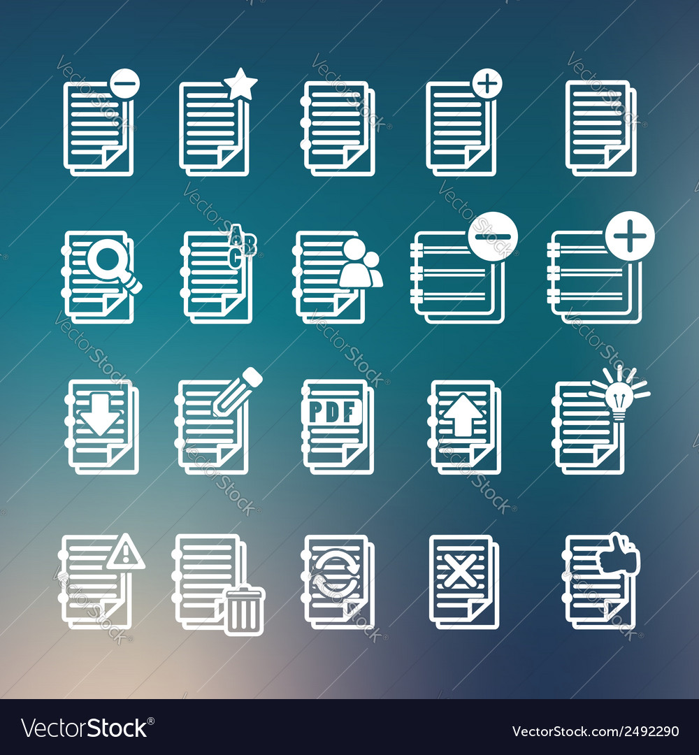 Documents note icons set Royalty Free Vector Image