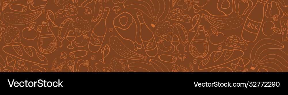 Food hand drawn seamless horizontal border Vector Image