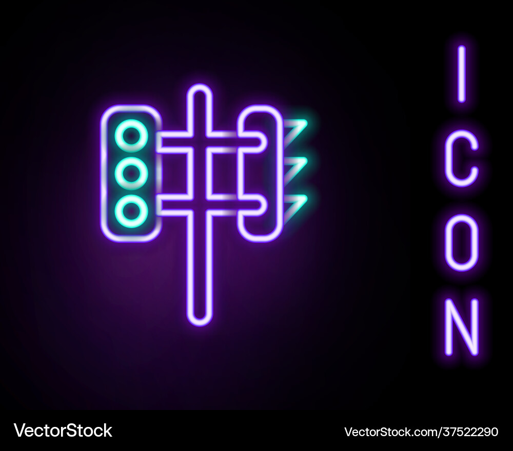 Glowing neon line traffic light icon isolated Vector Image