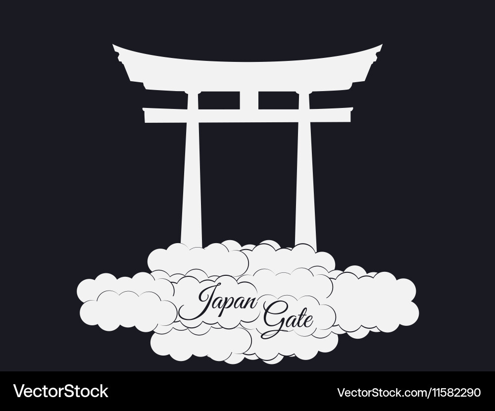 Japan gate isolated on black background torii Vector Image