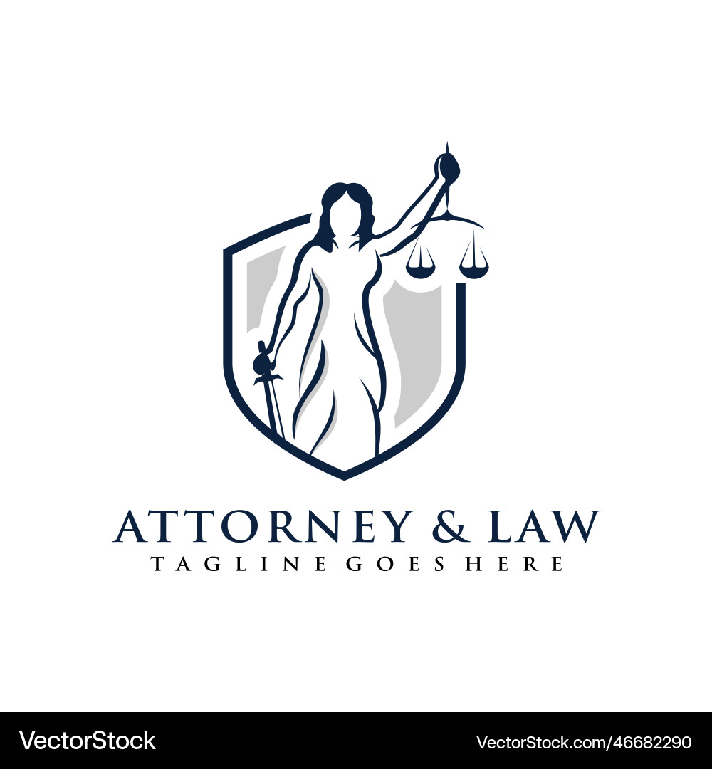 Lady law logo concept with shield element Vector Image