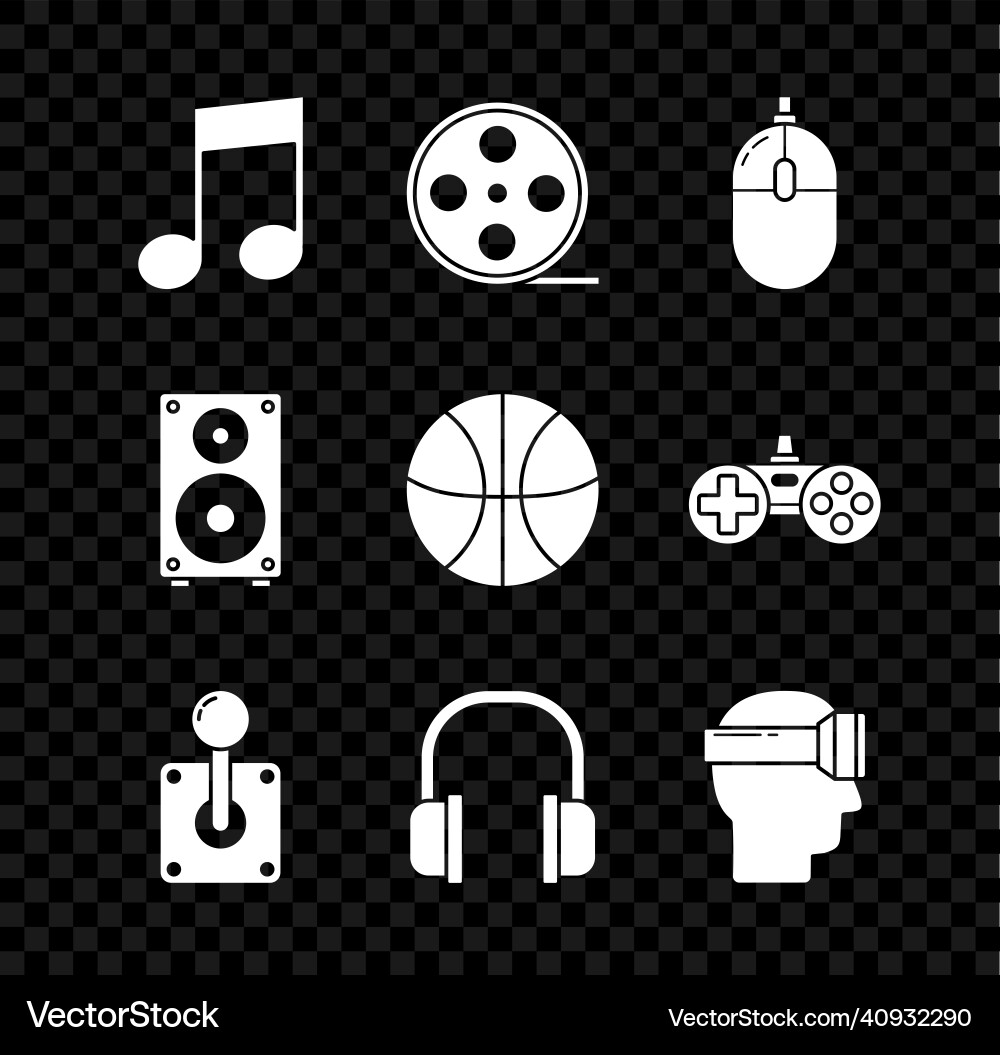 Set music note tone film reel computer mouse Vector Image