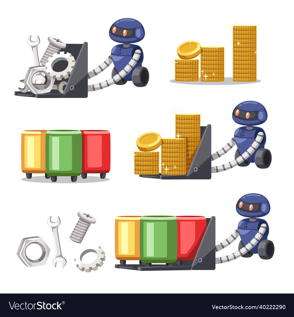 Set of android character robot cartoon style Vector Image
