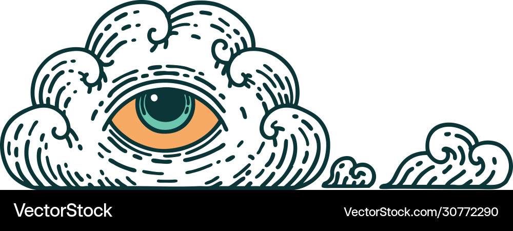 Tattoo style icon an all seeing eye cloud Vector Image