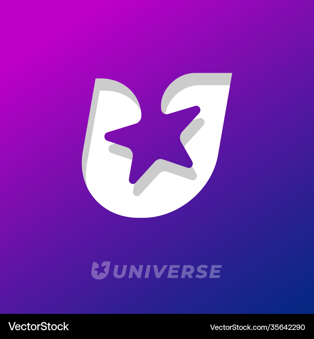 U letter star universe logo monogram Royalty Free Vector
