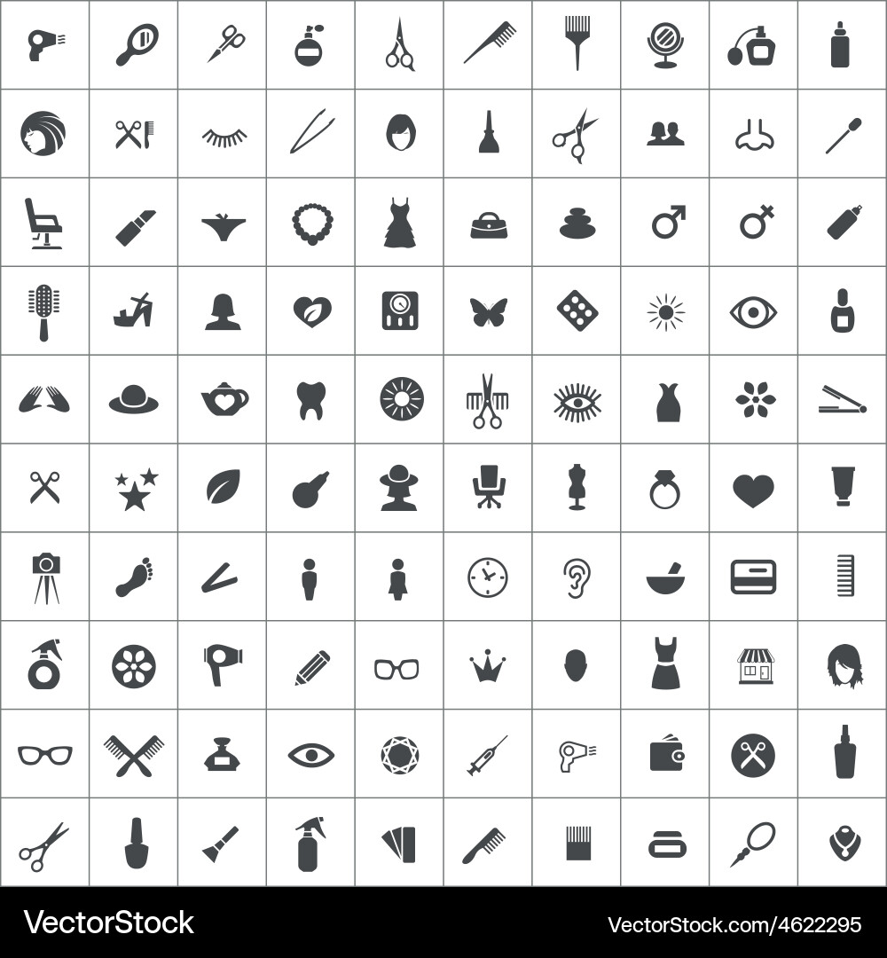 100 beauty salon icons Royalty Free Vector Image