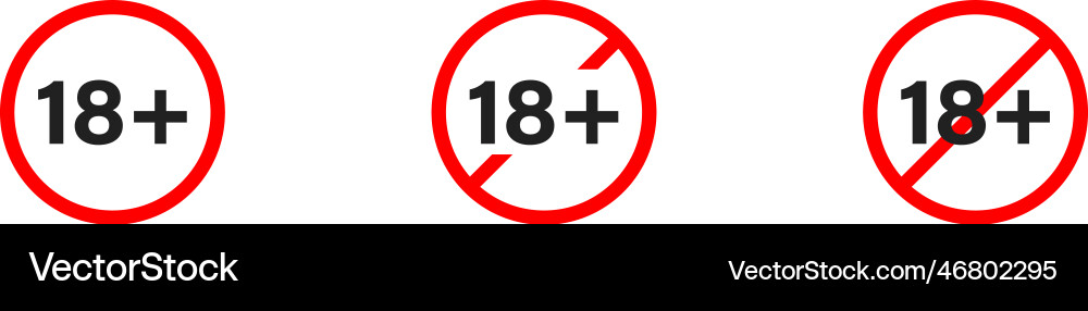18 plus age sign warning symbol flat red icon Vector Image