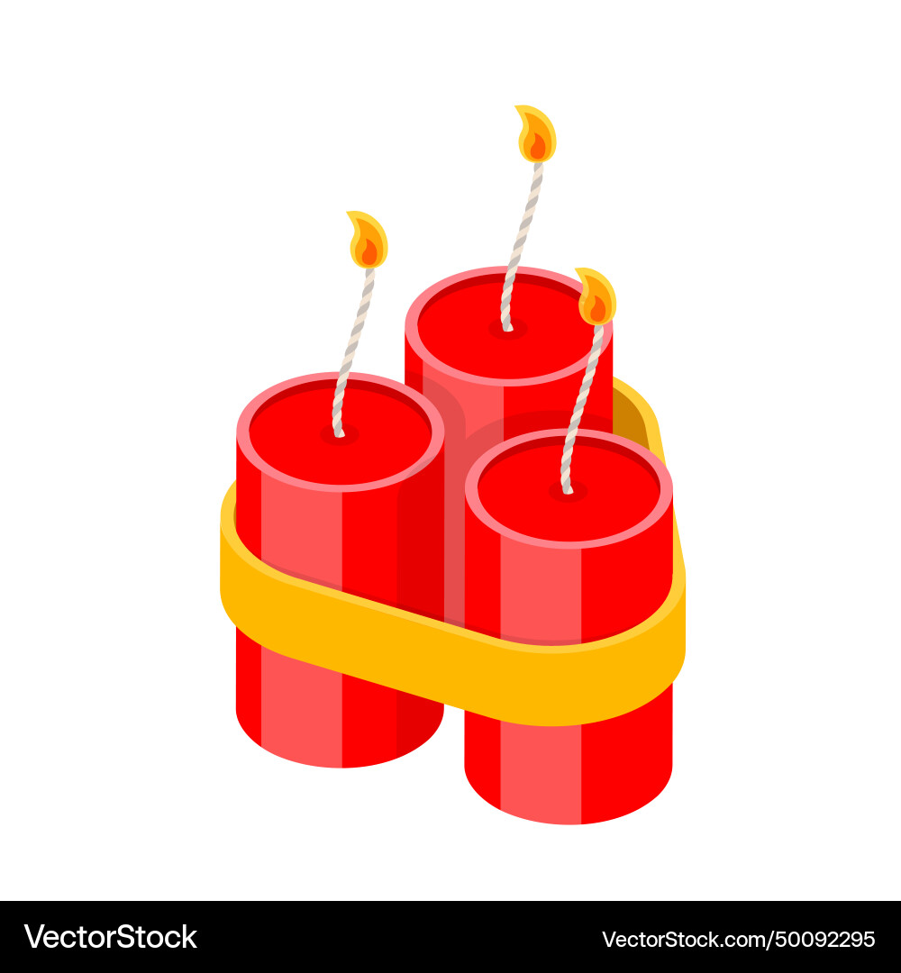 3d isometric flat icon of firecrackers set Vector Image