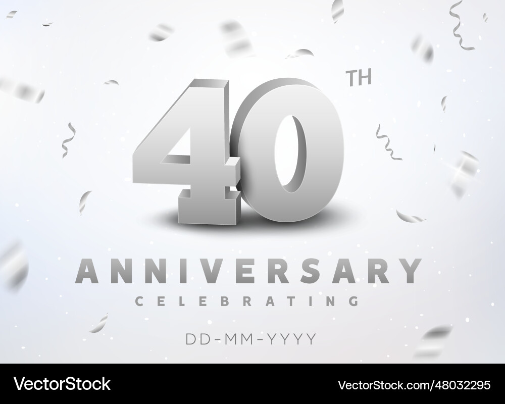 40 years silver number anniversary celebration Vector Image