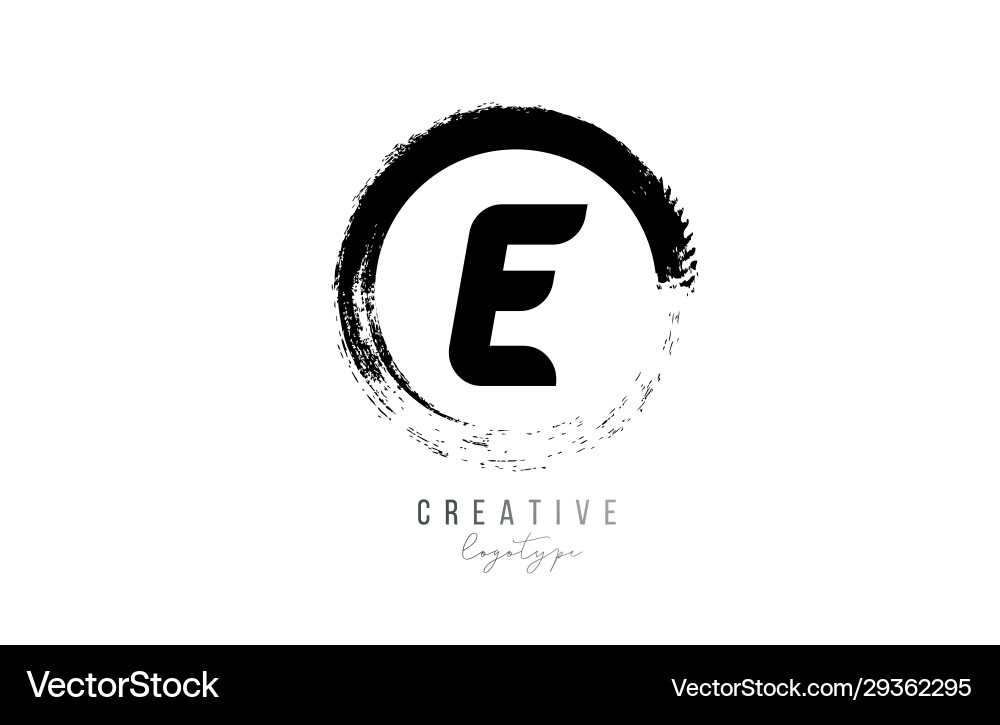 Black letter grunge circle e alphabet logo Vector Image