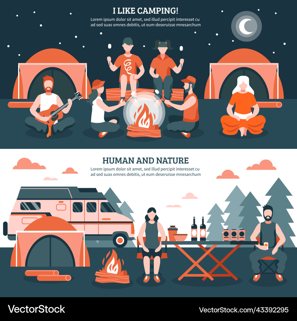 Camping in the wild banners Royalty Free Vector Image
