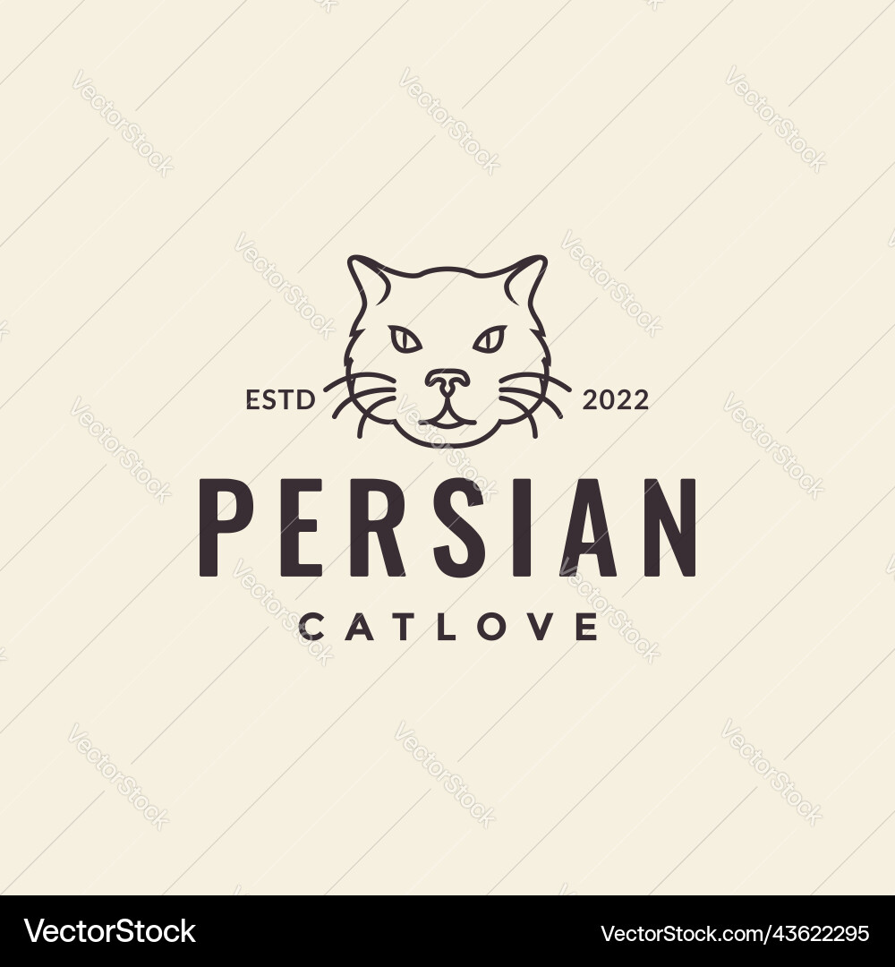 Cat persian face hipster logo design Royalty Free Vector