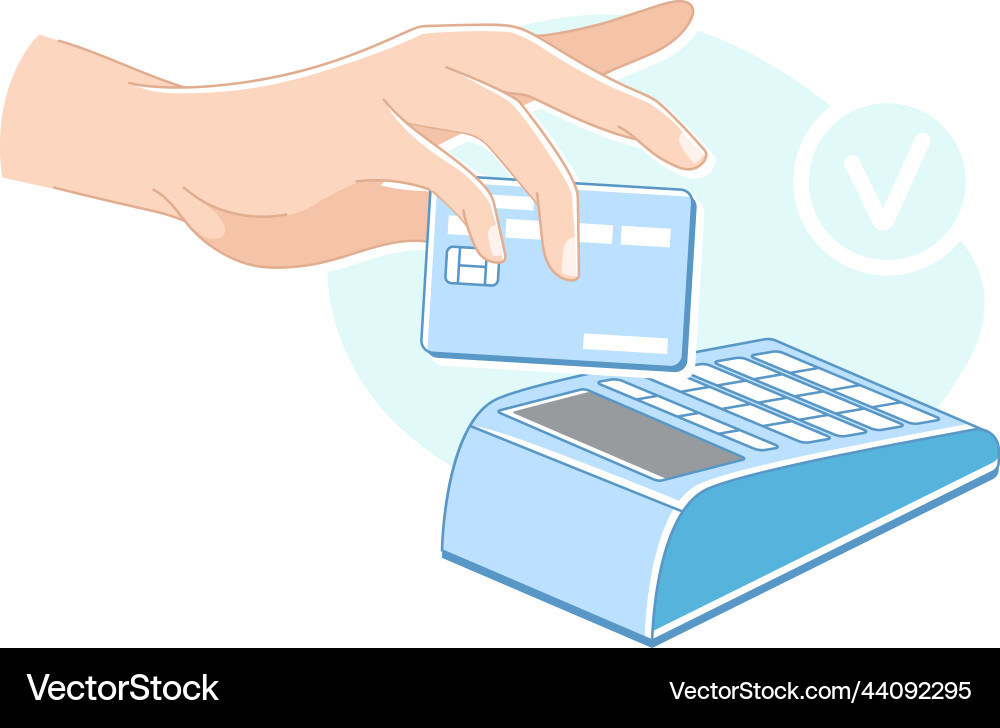 Contactless payment with hand paying with plastic Vector Image