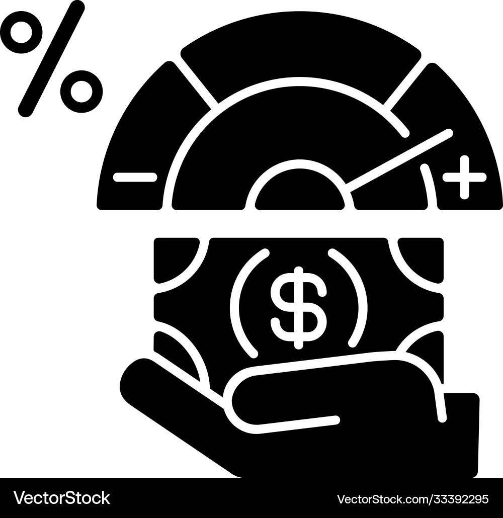 Credit score changing black glyph icon Royalty Free Vector