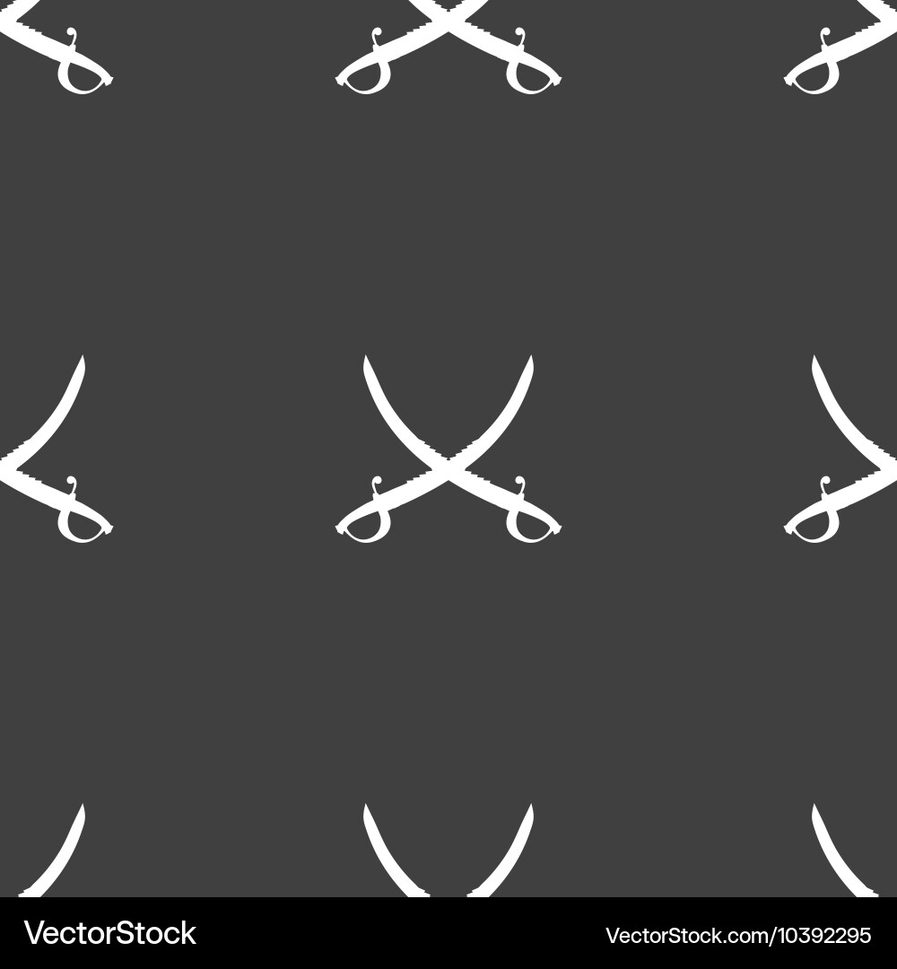 Crossed saber sign seamless pattern on a gray Vector Image