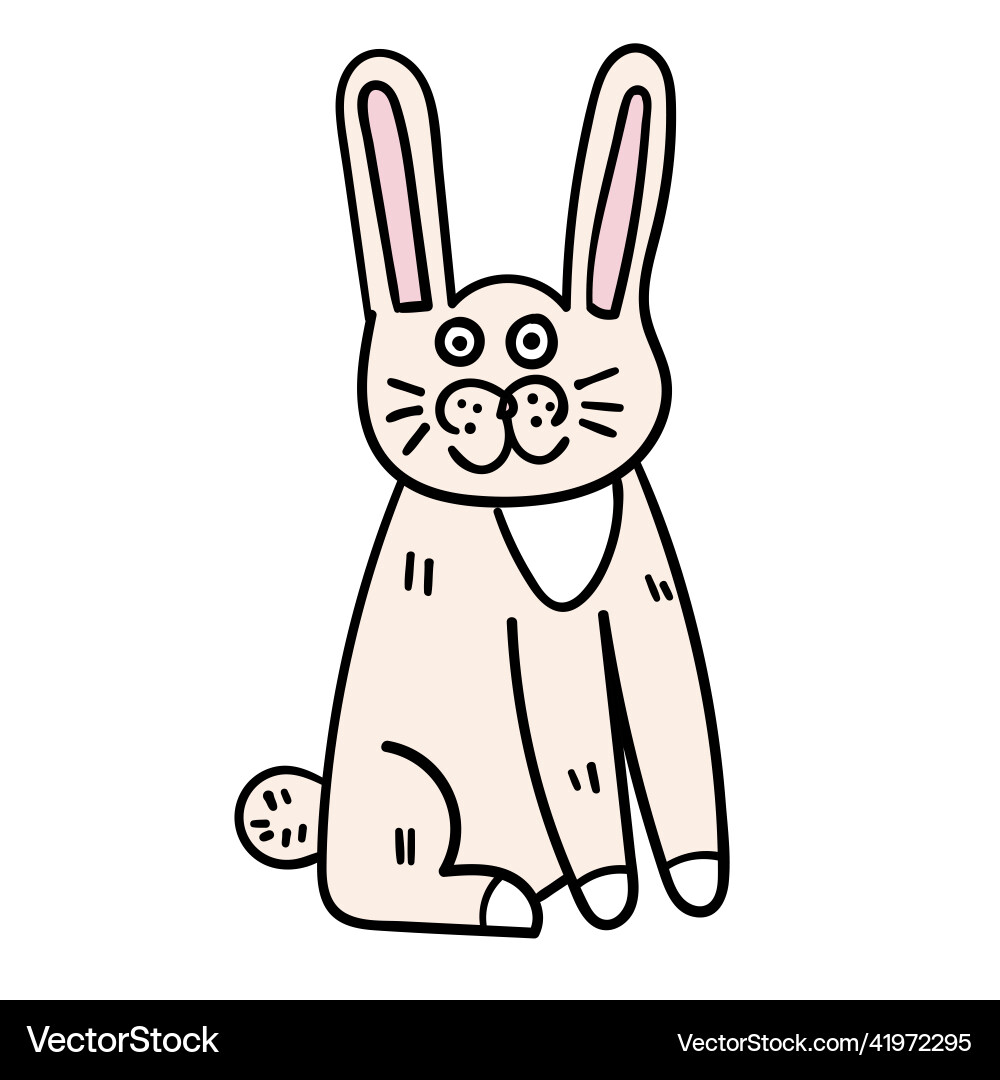 Cute cartoon doodle bunny isolated Royalty Free Vector Image