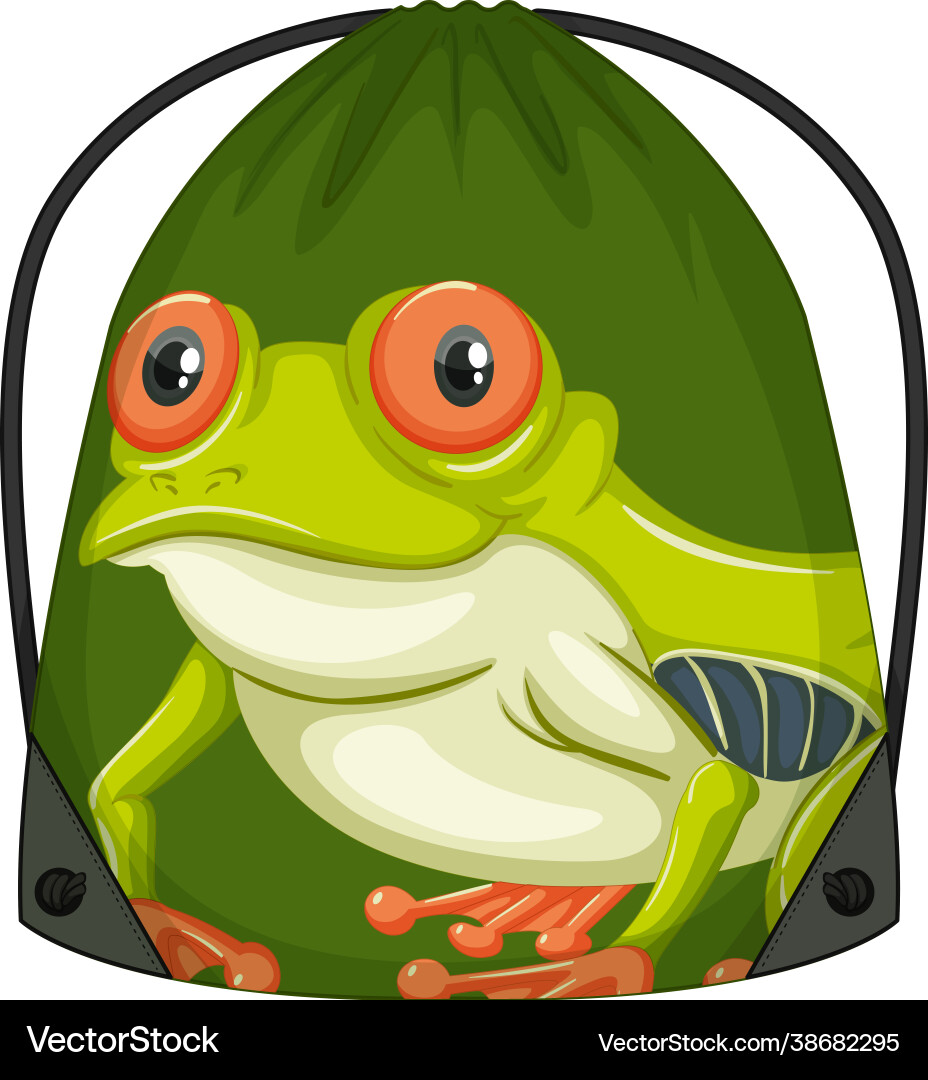 Drawstring backpack with frog pattern Royalty Free Vector