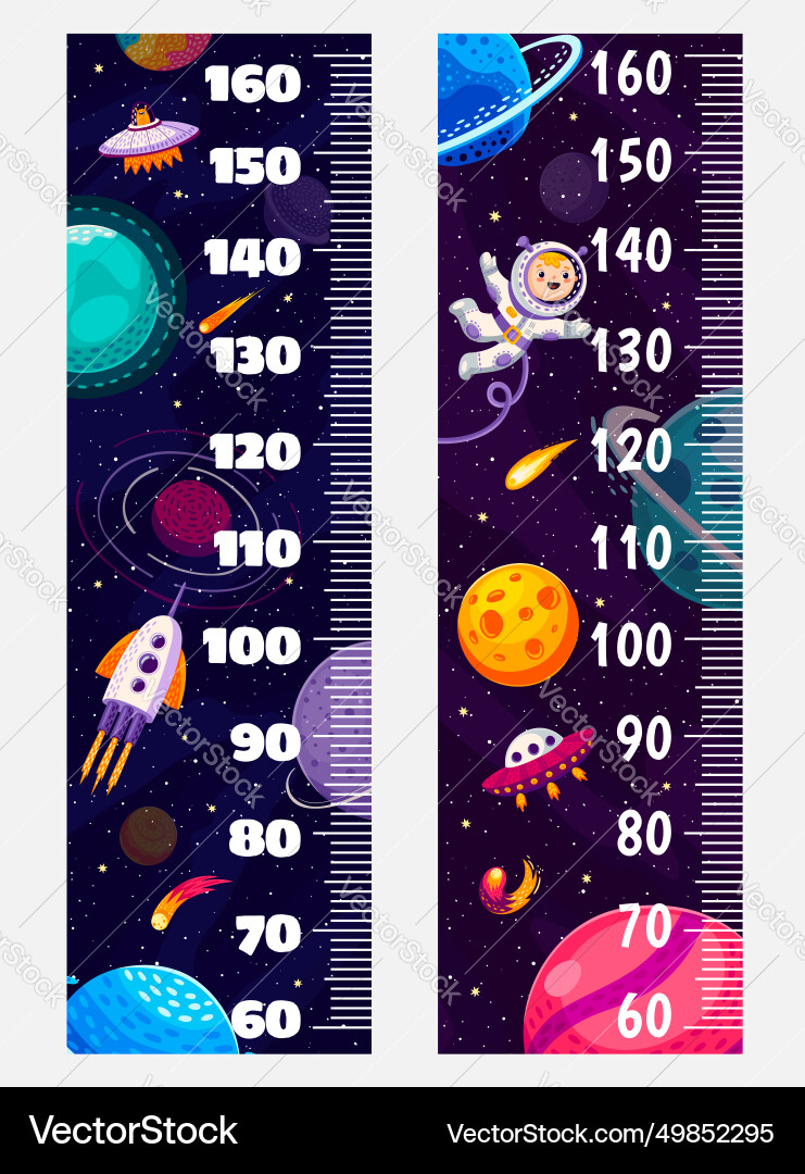 Kids height chart ruler with galaxy astronaut Vector Image