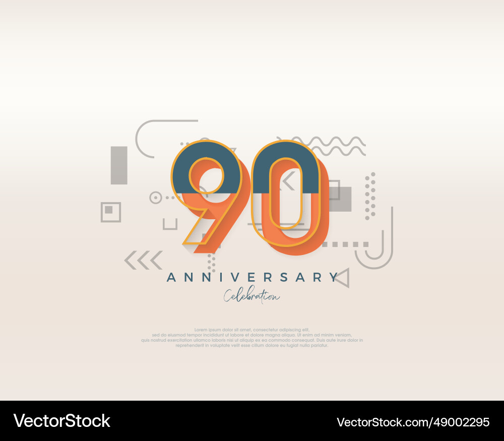 Modern cartoon design simple for 90th anniversary Vector Image