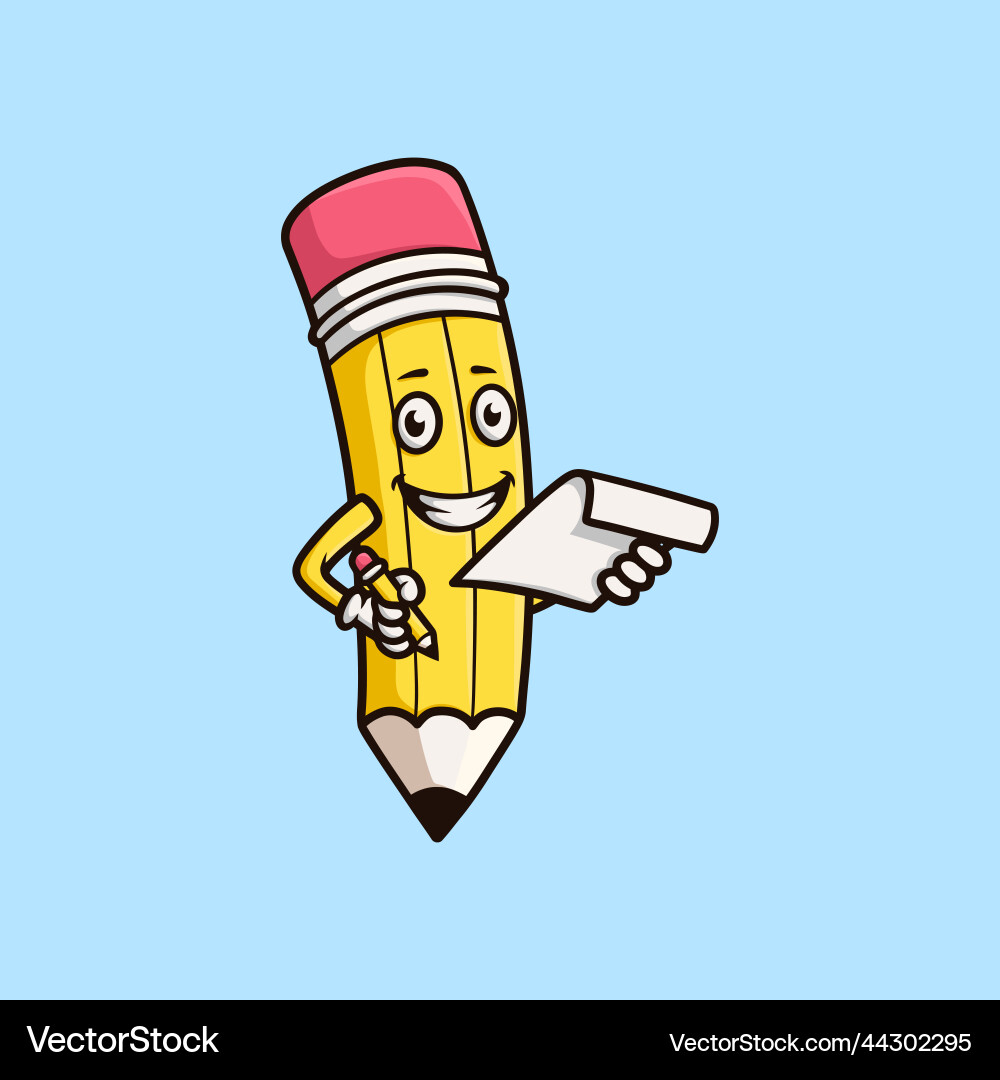 Pencil mascot cartoon Royalty Free Vector Image