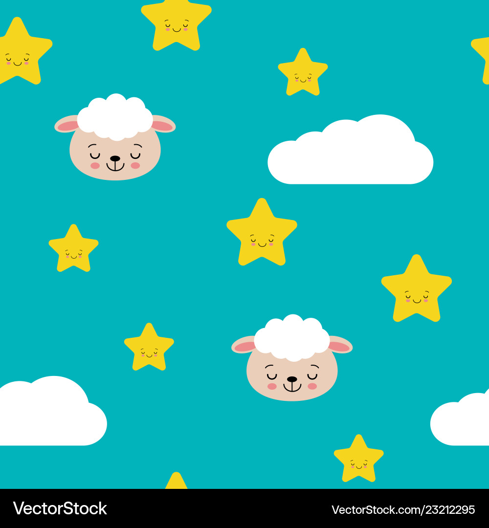 Seamless pastel cute sheep with cloud and star Vector Image