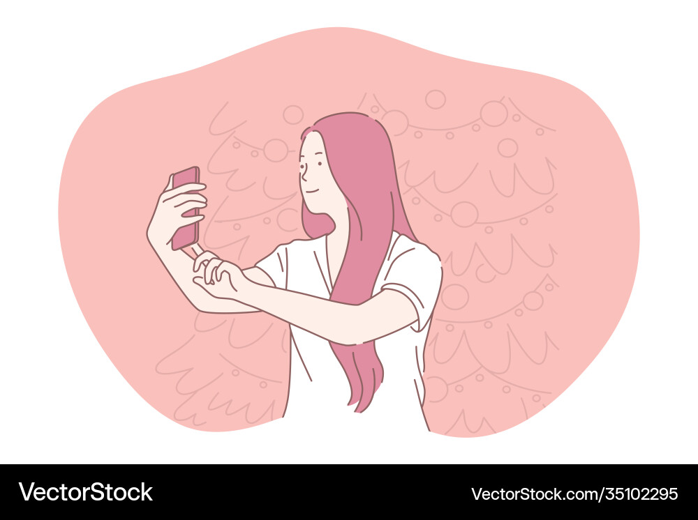 Selfie smartphone photograph camera Royalty Free Vector