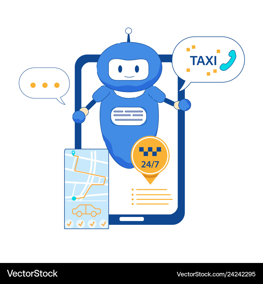 Smart chatbot taxi calling mobile app with gps Vector Image