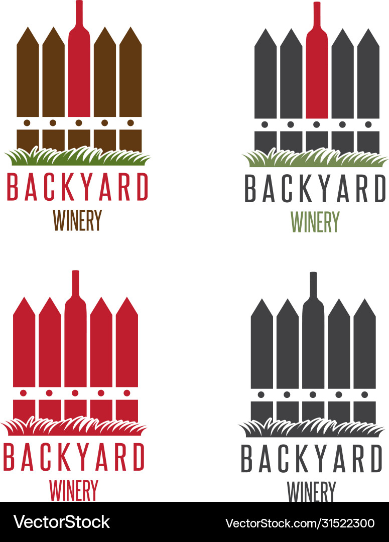 Backyard winery design template with fence Vector Image