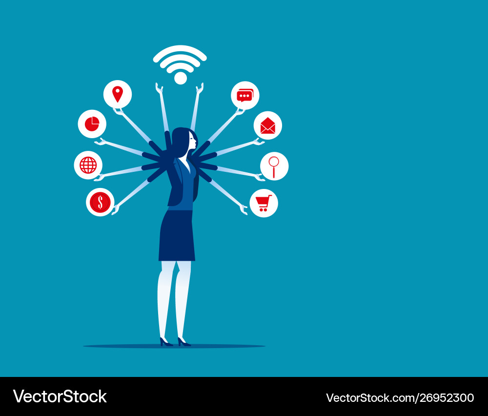 Business manager and multitasking icons concept Vector Image