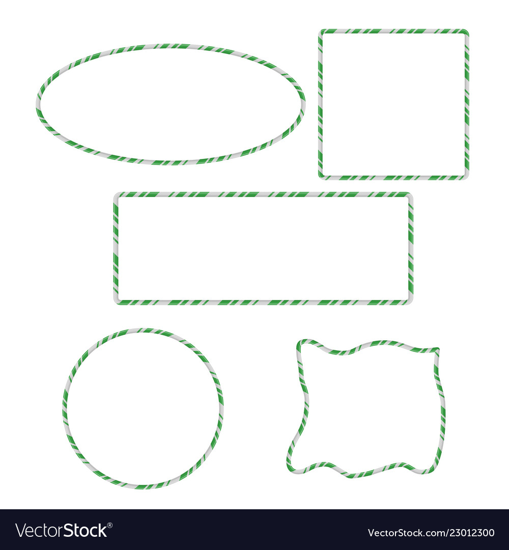 Candy cane frames border set square circle Vector Image