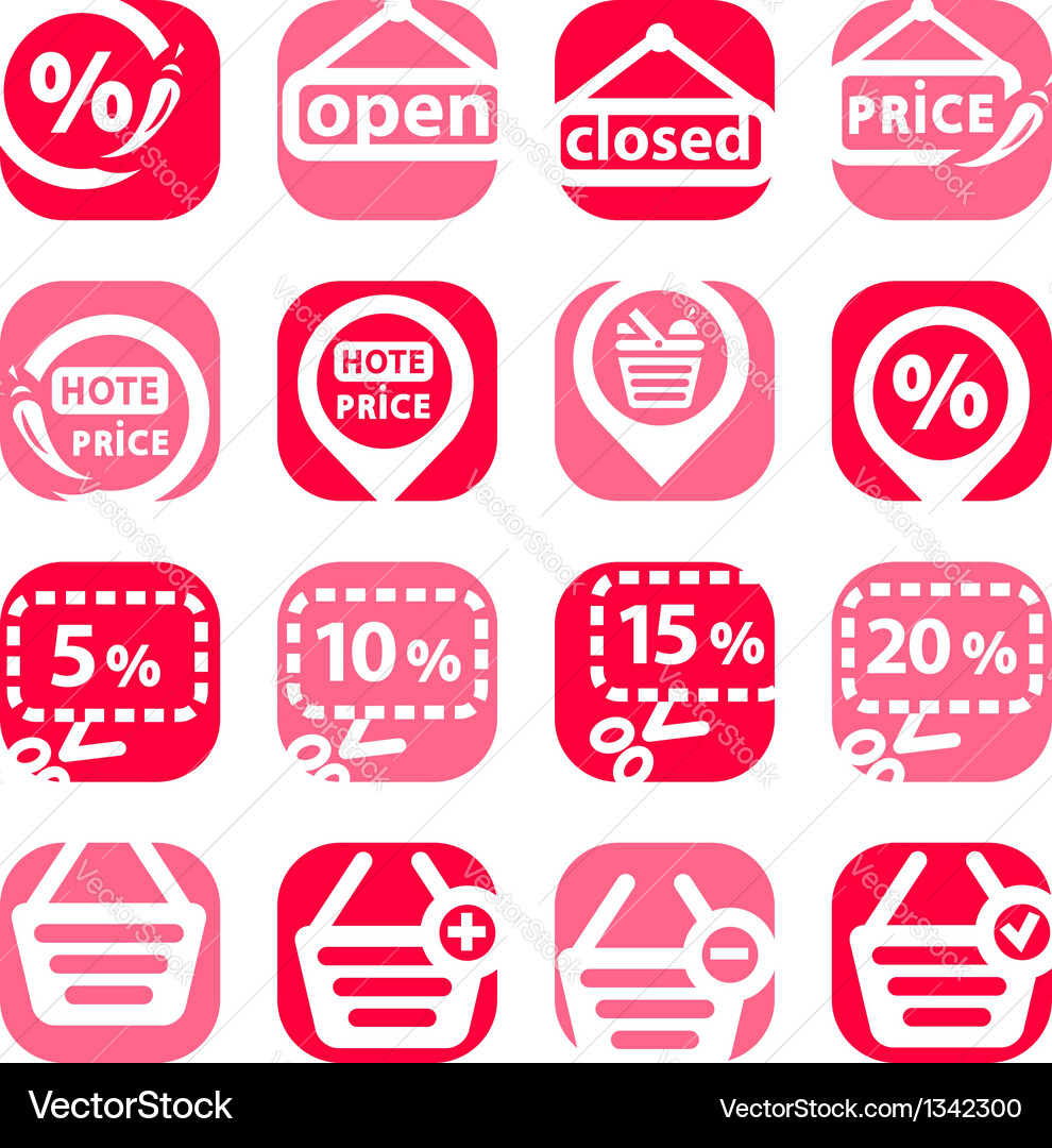 Color shopping icons set Royalty Free Vector Image