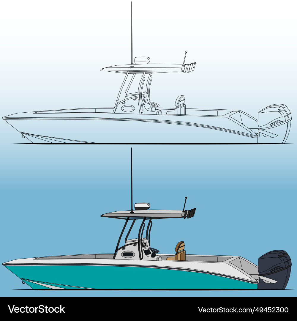 Fishing boat line art Royalty Free Vector Image
