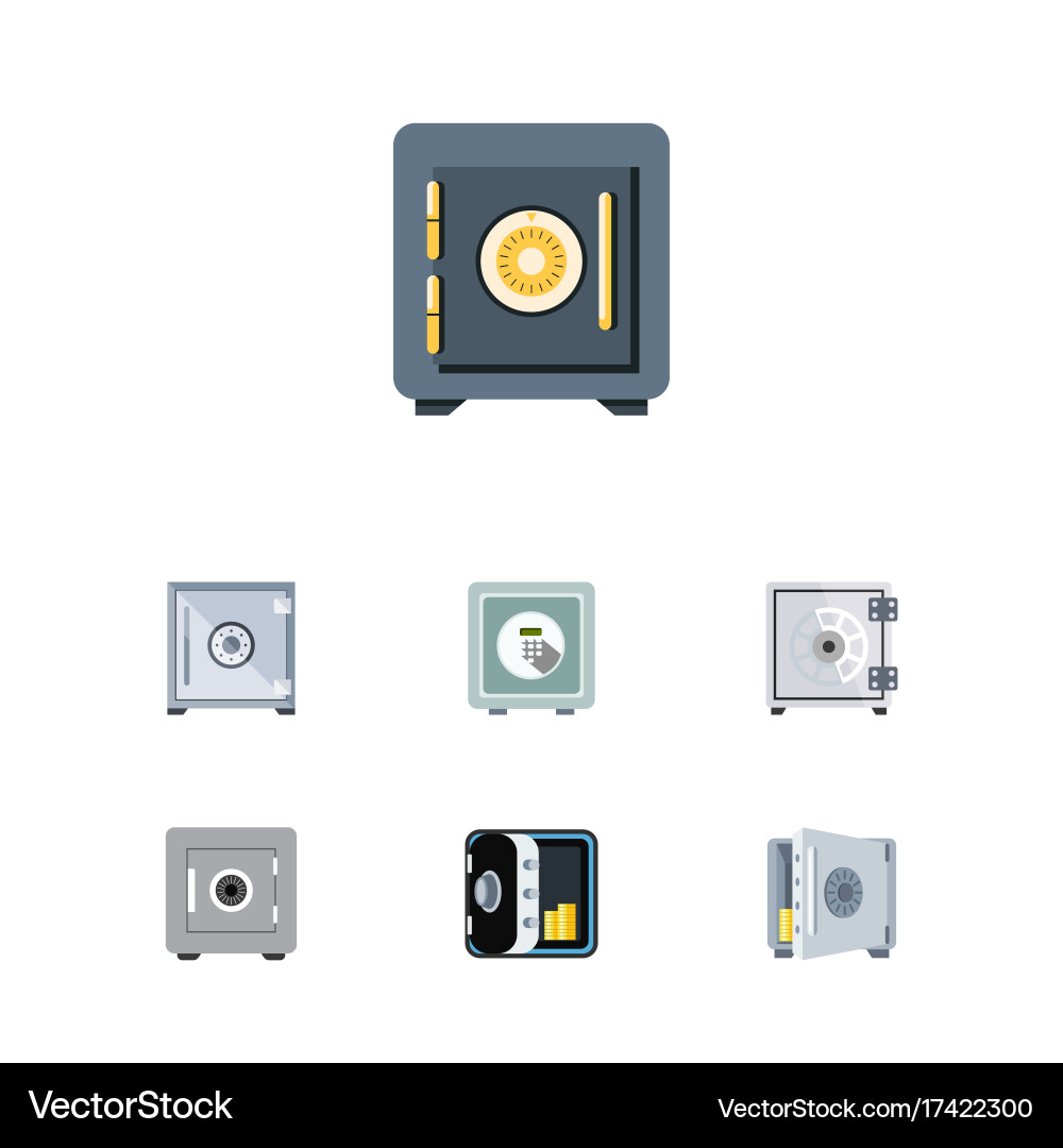 Flat icon closed set of saving banking safe Vector Image