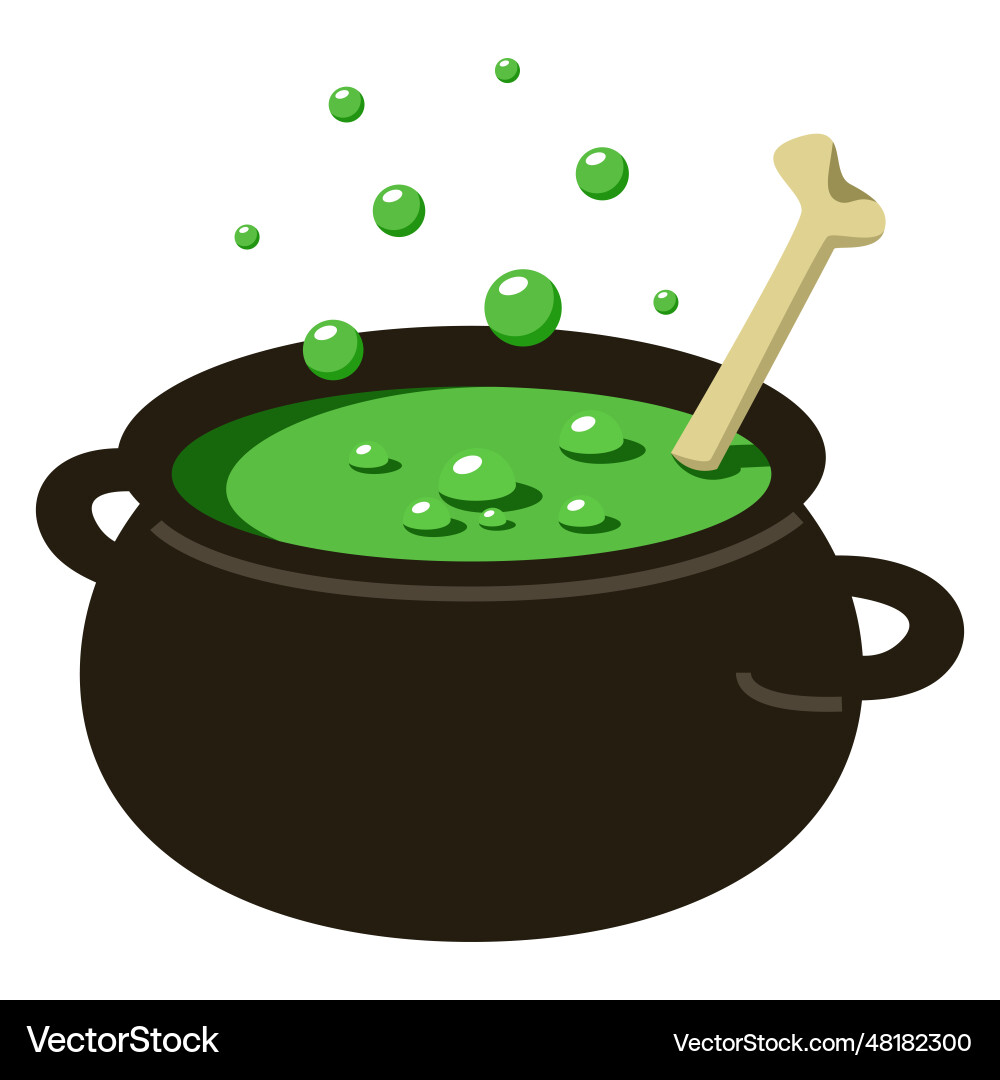 Green poison in pot isolated Royalty Free Vector Image